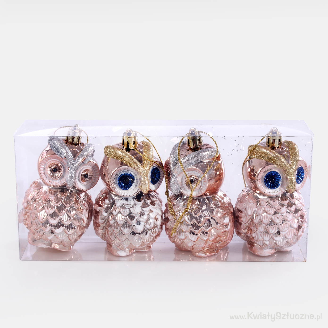 Bombki Sowy x 4 szt. S906 - Nietłukąca Bombka